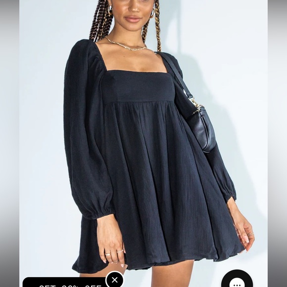 Princess Polly | Dresses | Princess Pollybabydoll Cotton Black Puff ...